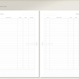 Check Register | A5 Printable Planner Inserts | Checkbook Ledger ...