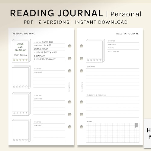 Book Tracker Personal Size Printable Planner Inserts - Etsy