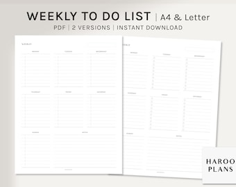 Weekly to Do List A4 US Letter Printable Planner Inserts - Etsy