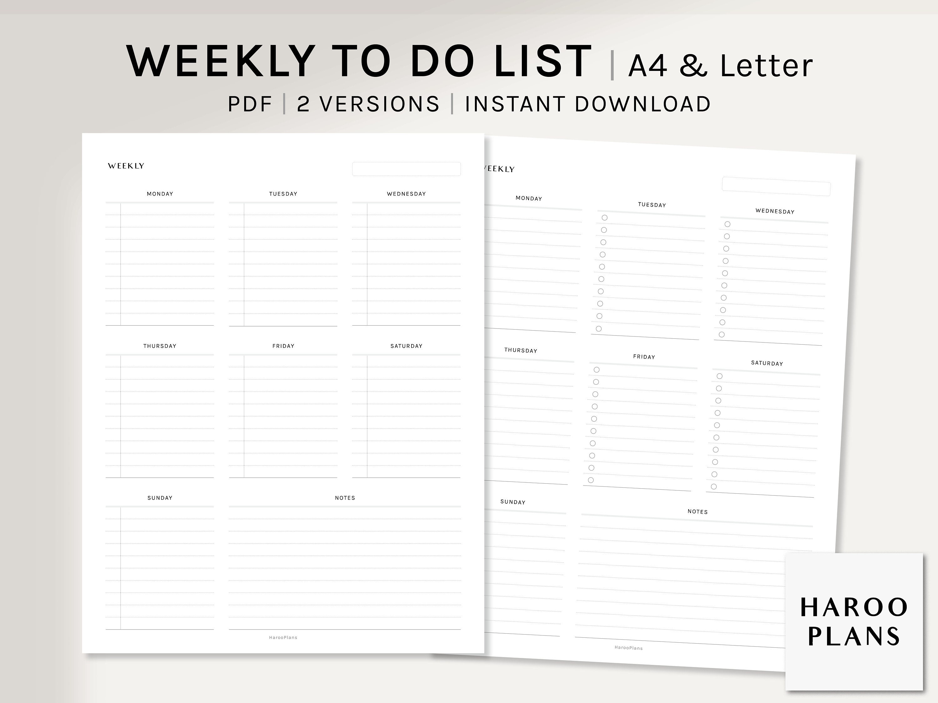Weekly to Do List A4 US Letter Printable Planner Inserts - Etsy