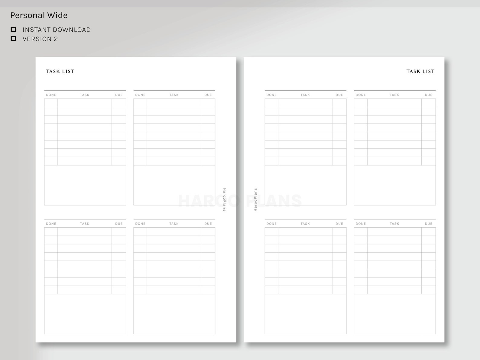 Task List Personal Wide Printable Planner Inserts to Do - Etsy