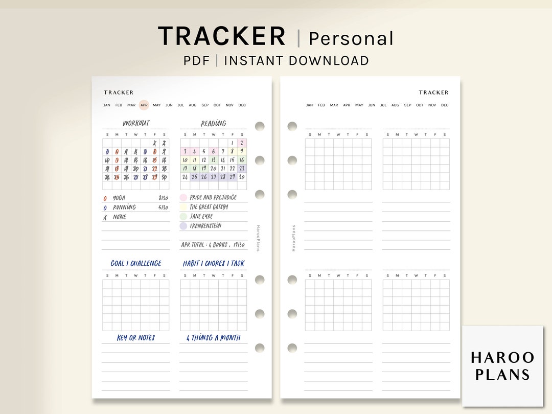 Monthly Tracker | Personal Printable Planner Inserts | Task Chores Log ...