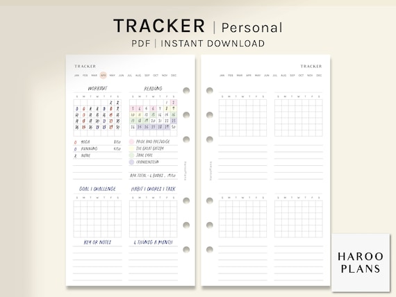 Monthly Tracker Personal Printable Planner Inserts Task | Etsy