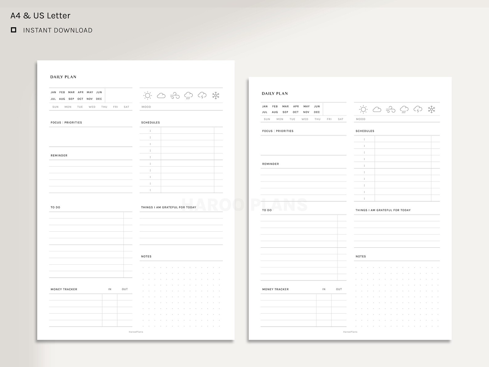 Daily Planner A4 US Letter Printable Inserts Schedule | Etsy