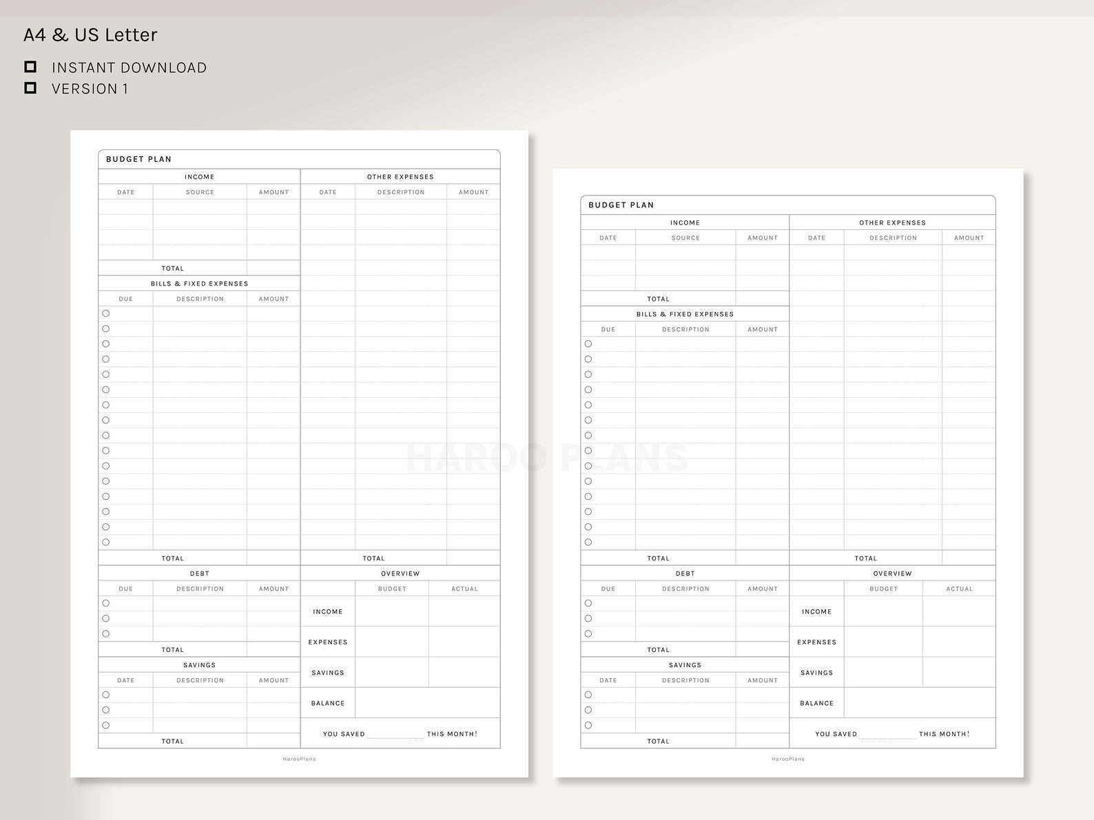 Budget Planner A4 US Letter Printable Planner Inserts - Etsy