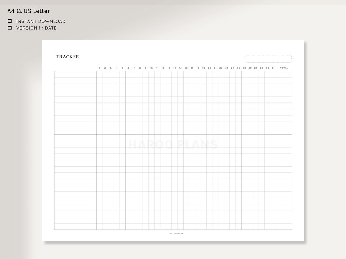 Monthly Tracker | A4, US Letter Printable Planner Inserts | Habit Bills ...