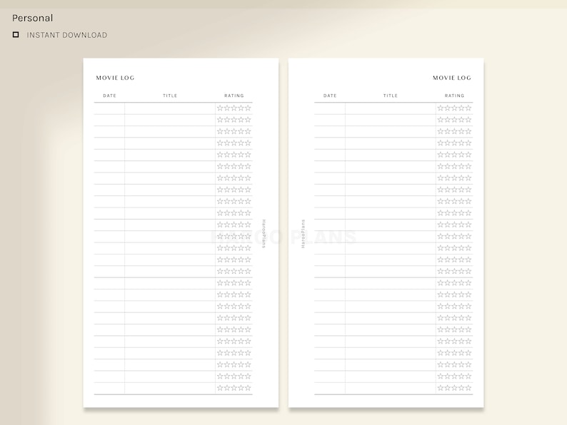 Movie Tracker Printable Inserts Personal Film Checklist - Etsy