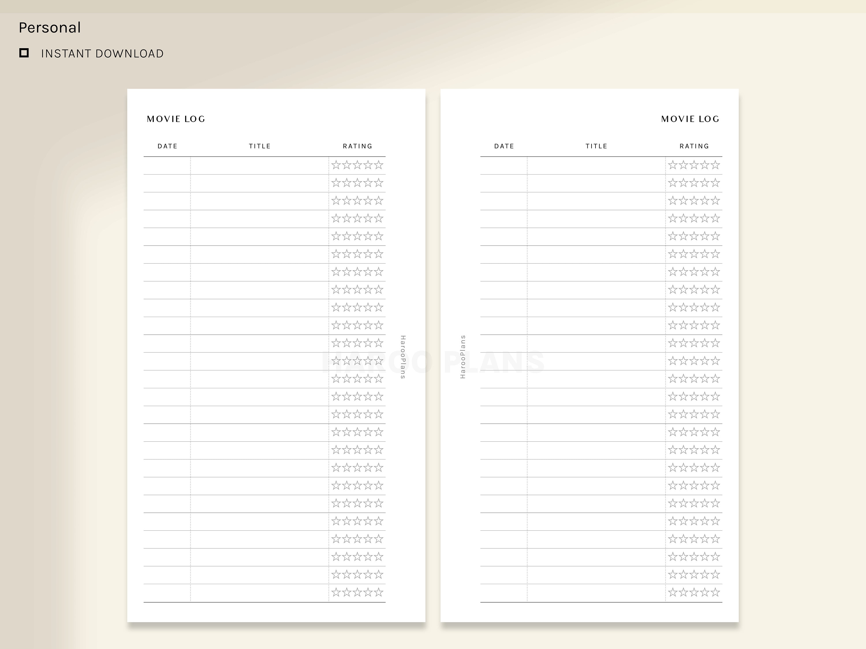 Movie Tracker Printable Inserts Personal Film Checklist - Etsy