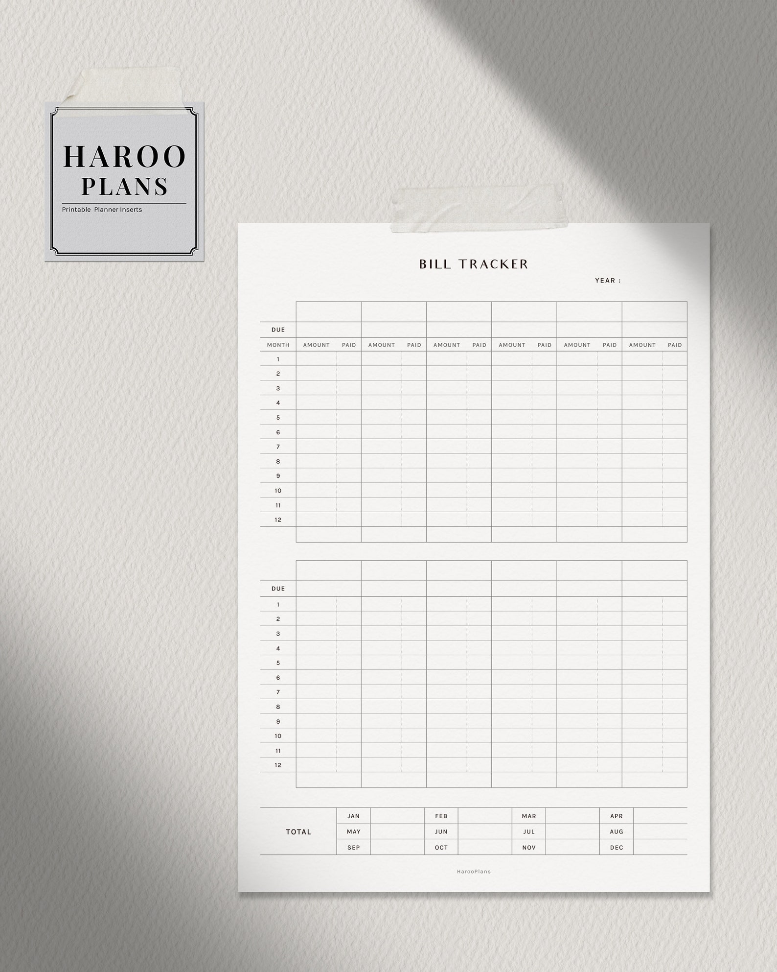 Bill Tracker | A4 & US Letter Size | Printable Planner Insert ...