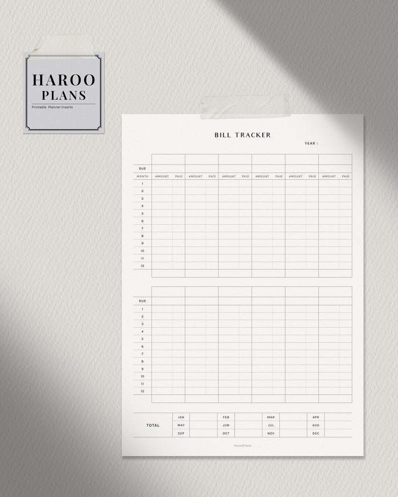 Bill Tracker A4 & US Letter Size Printable Planner Insert - Etsy