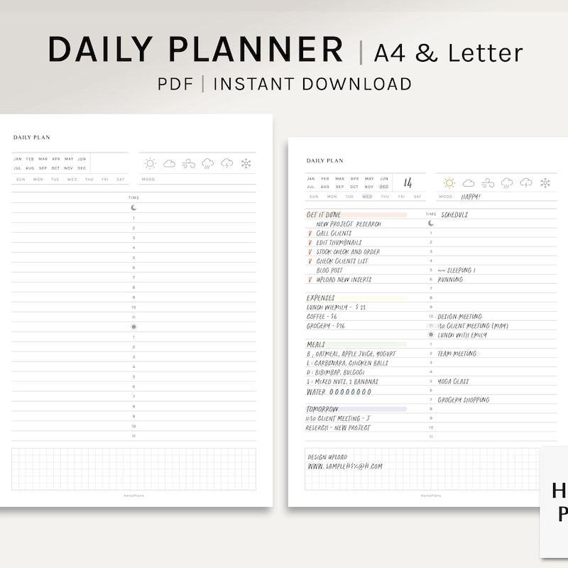 Daily Hourly Planner - Etsy