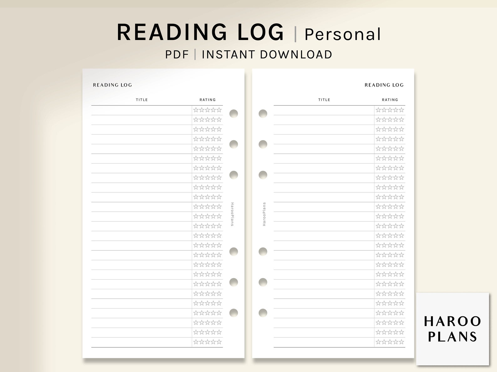 Reading Log Personal Size Printable Planner Inserts Book - Etsy