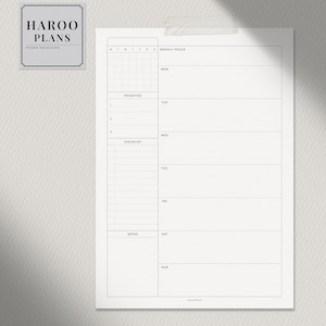 Undated Weekly Planner | A4, US Letter Printable Planner Inserts ...