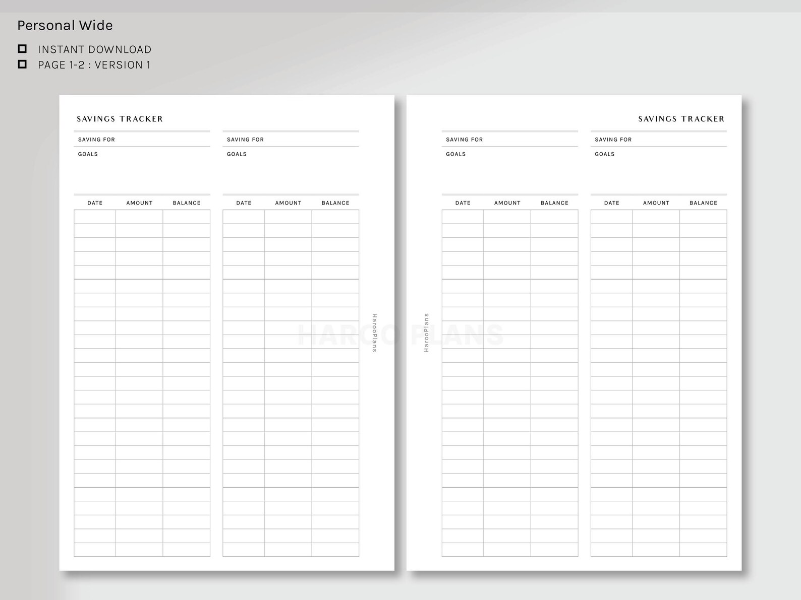 Savings Tracker Personal Wide Size Printable Planner Inserts - Etsy