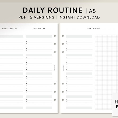 Routine Planner Printable A5 Planner Inserts Morning - Etsy
