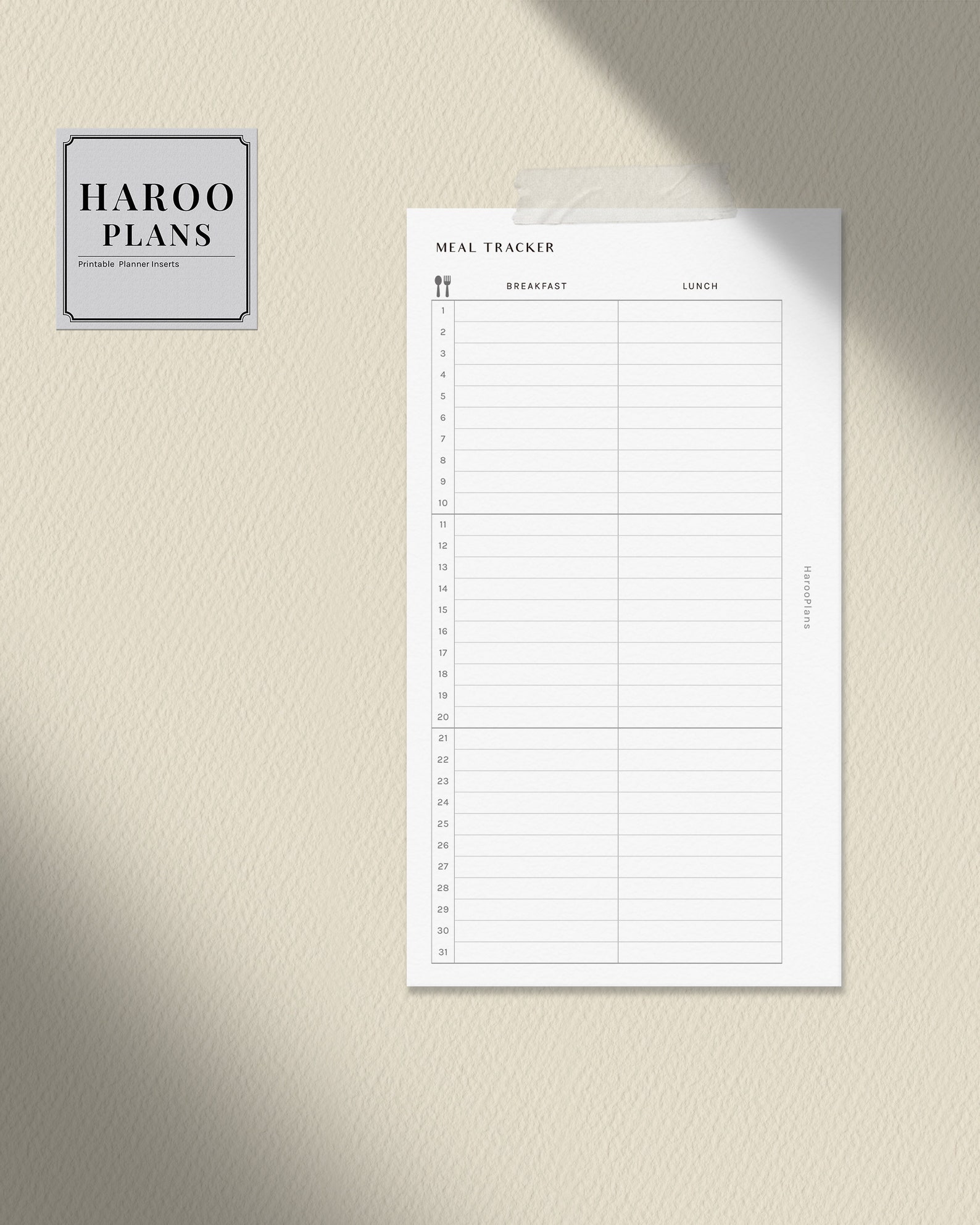 Monthly Meal Tracker Personal Printable Planner Inserts | Etsy