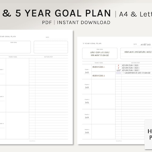 5 Year Goal Plan Fillable Printable PDF New Year - Etsy