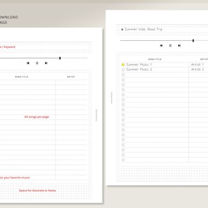 Playlist Sheets | A5 | Printable Music Tracker Inserts | Podcast List ...