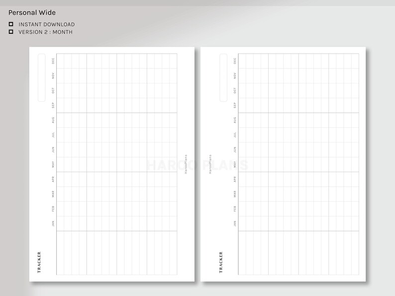 Monthly Tracker | Personal Wide Printable Planner Inserts | Habit Bills ...