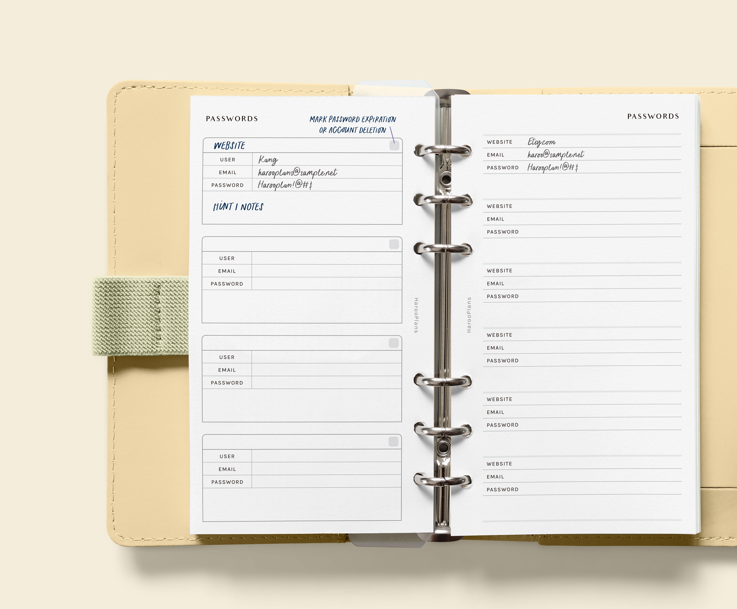 Password Tracker | Personal Printable Planner Inserts | Password Keeper ...