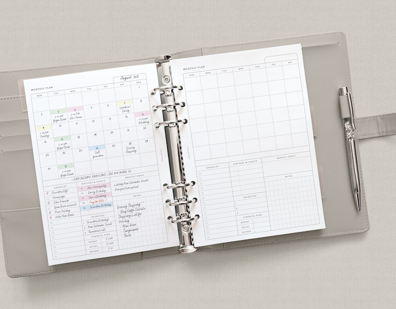 Monthly Overview A5 Printable Planner Inserts MO1P Layout - Etsy