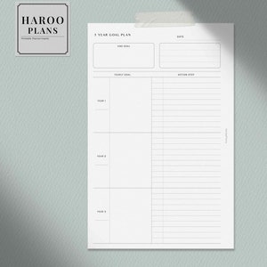 3 and 5 Year Goal Planner | Half-letter Printable Inserts | Life Action ...