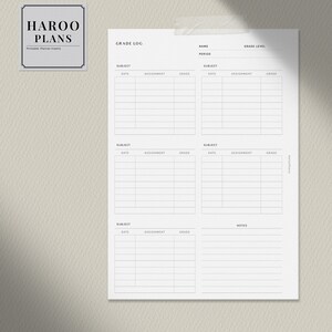 Grade Log Sheet | A5 Printable Planner Inserts | Simple Homeschool ...