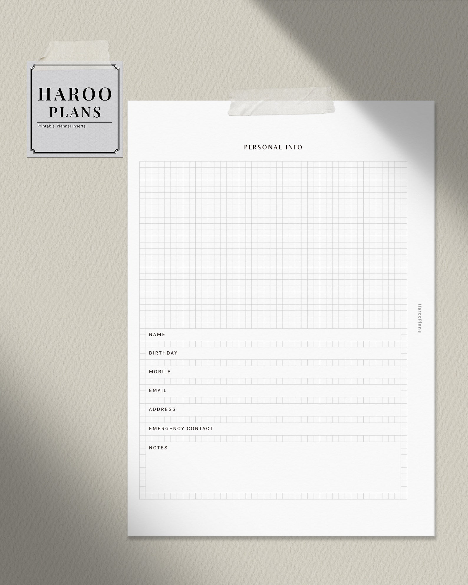 Personal Information Page | A5 | Personal Data Sheet Printable Planner ...