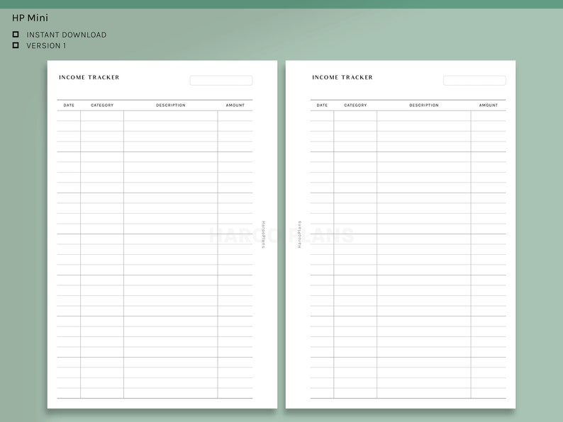 Income Tracker | HP Mini Printable Happy Planner Inserts | Money Log ...