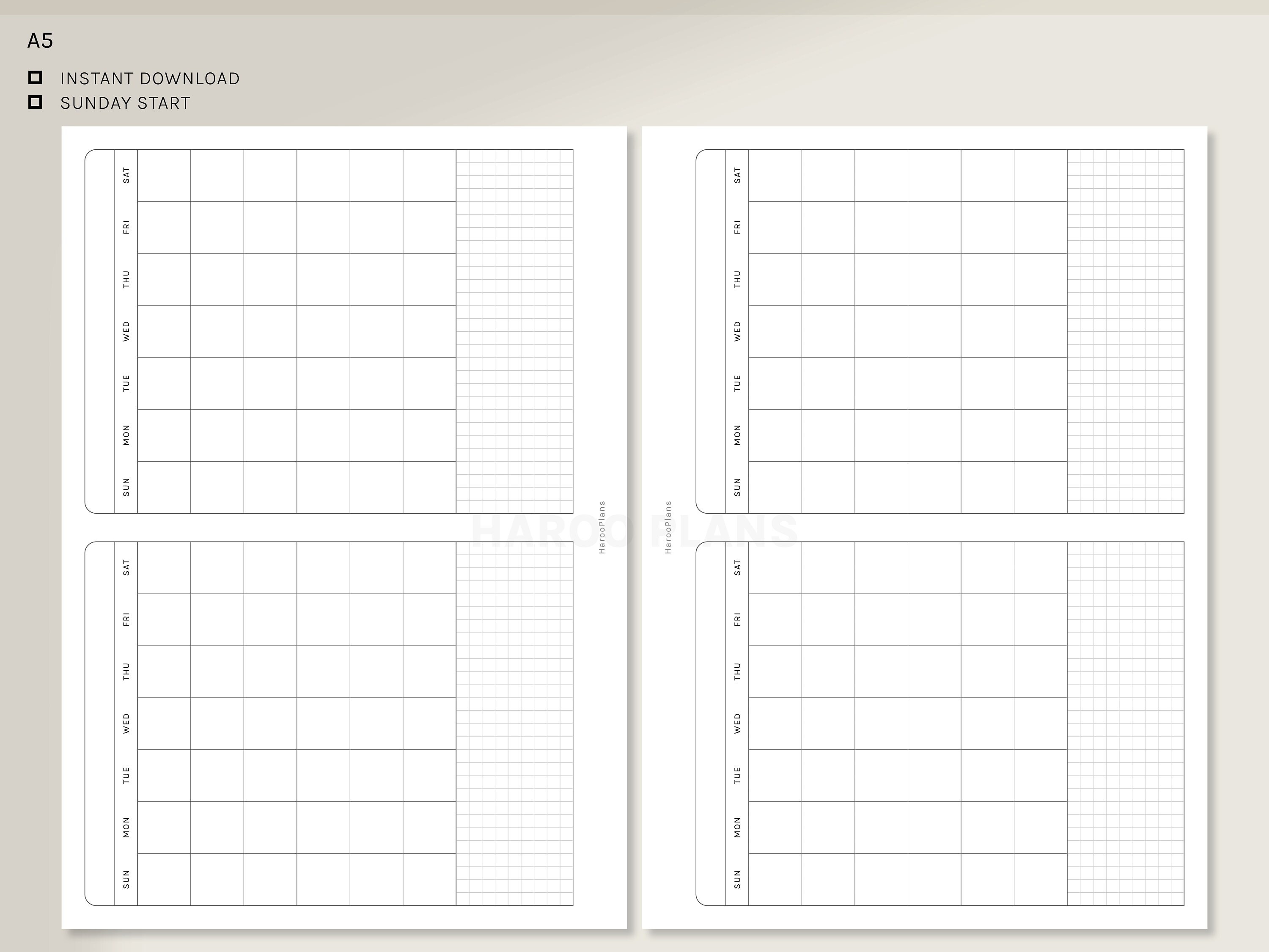 2 Month Calendar | A5 Printable Planner Inserts | Two Months on 1 Page ...