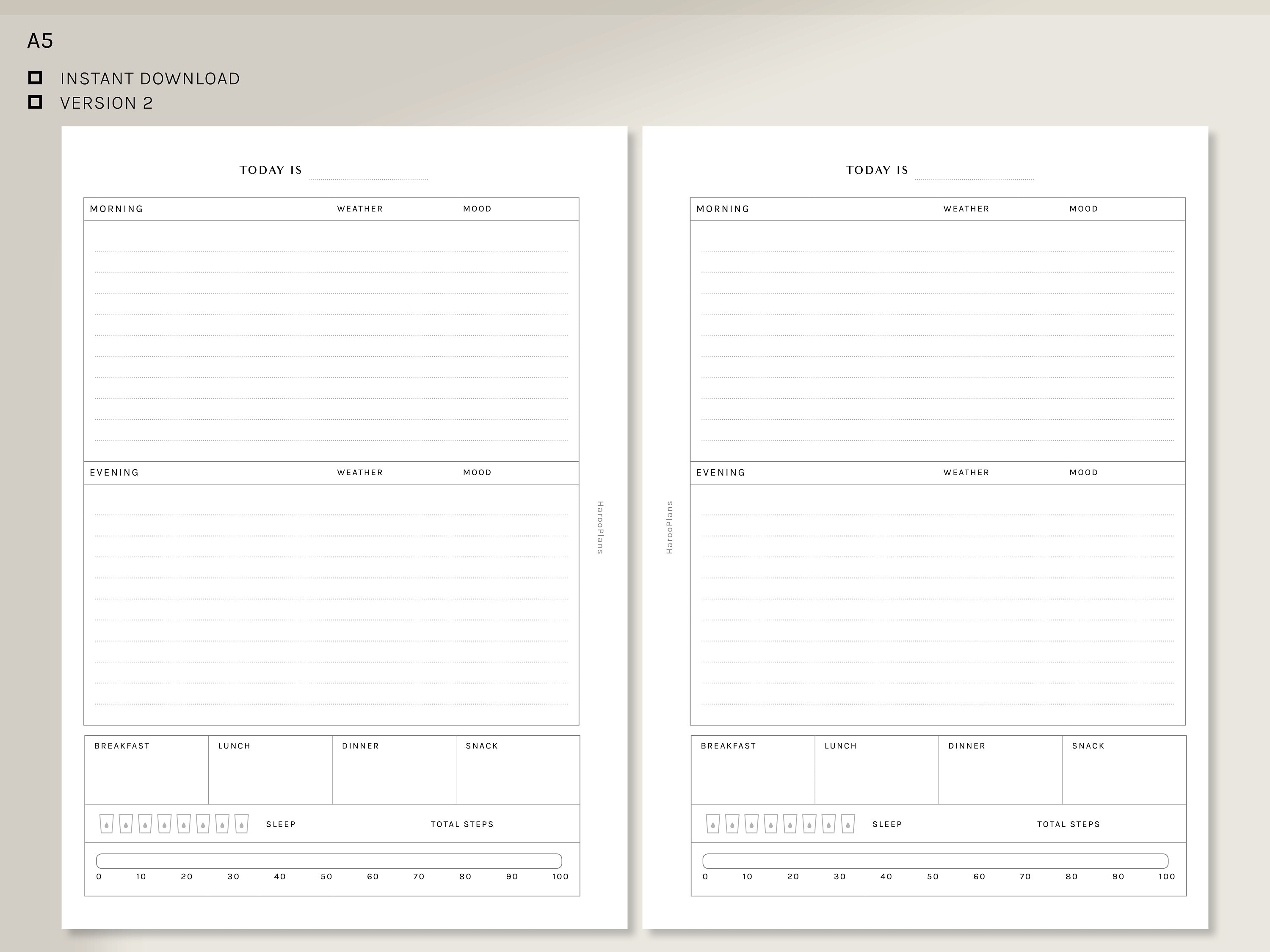 Daily Diary | A5 Printable Planner Inserts | Idea Notes, Today's ...