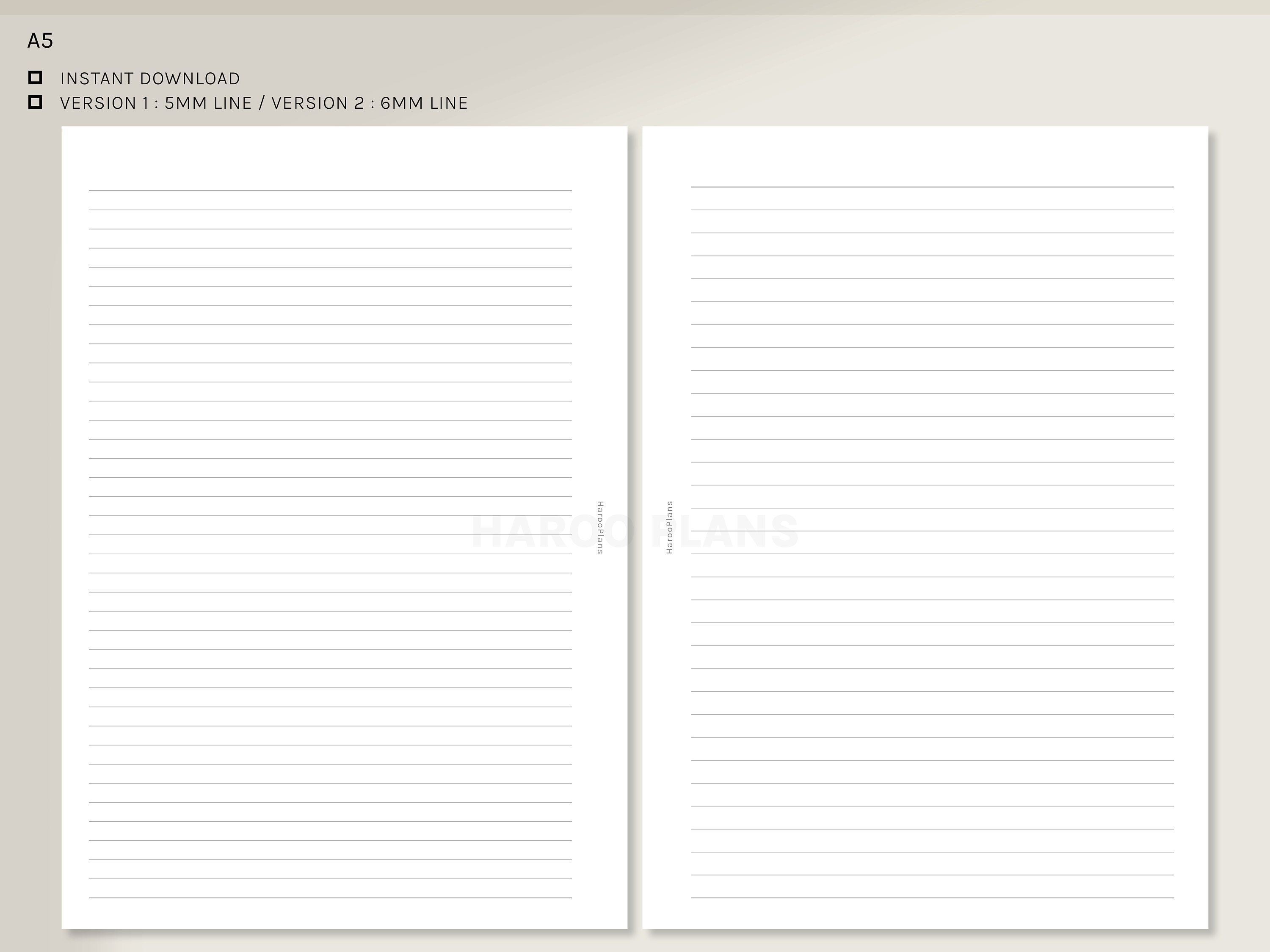 Basic Notes Paper Set A5 Printable Planner Inserts Blank - Etsy Canada