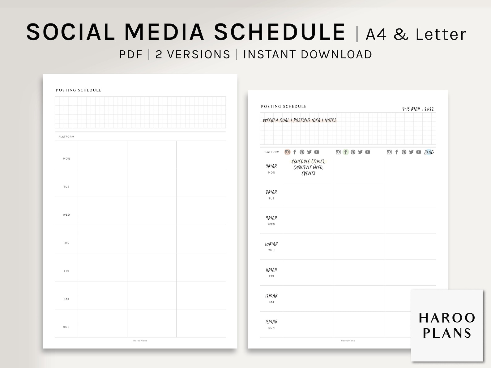 Posting Schedule A4 US Letter Printable Planner Inserts | Etsy