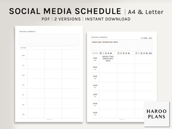 Posting Schedule A4 US Letter Printable Planner Inserts | Etsy