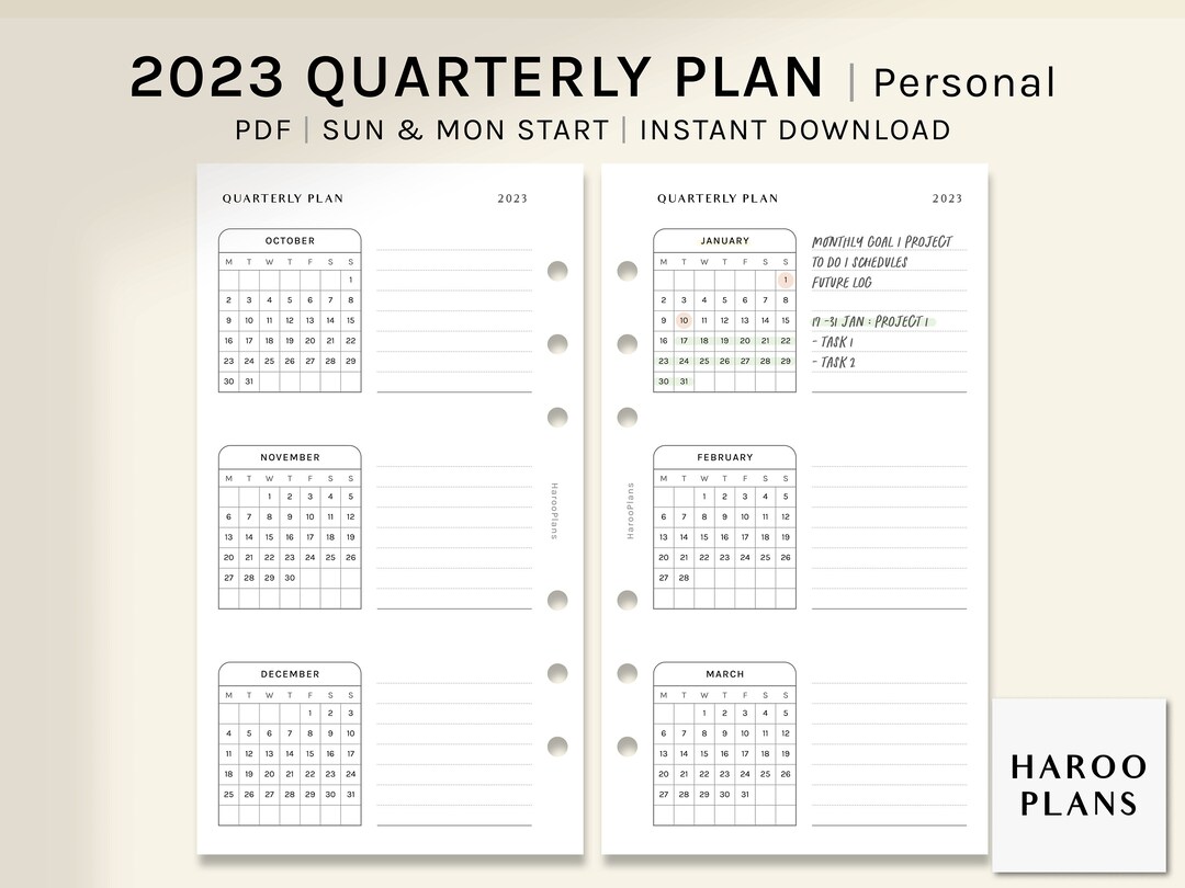 2023 Quarterly Planner Personal Size Printable Inserts - Etsy