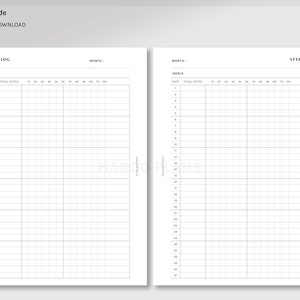Step Log | Personal Wide Printable Planner Inserts | Health Journal ...