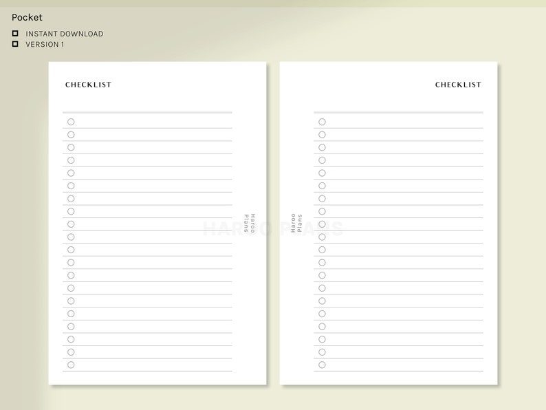 Checklist Sheet Pocket Size Printable Planner Inserts - Etsy