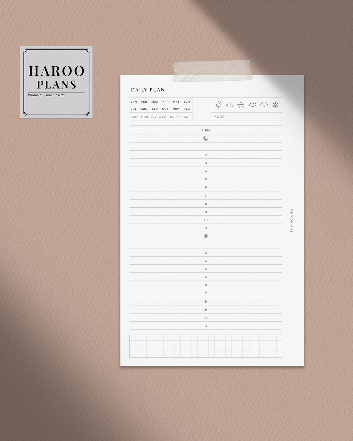 Daily Planner | FC Compact Size Printable Inserts | 24hours Schedule ...