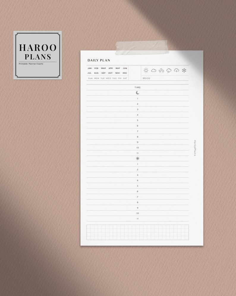 Daily Planner | FC Compact Size Printable Inserts | 24hours Schedule ...