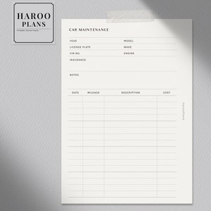 Car Maintenance | A6 Printable Planner Inserts | Auto Repair Log ...