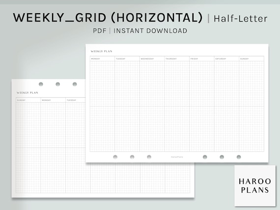 Weekly Planner Half-letter Printable Inserts Organizer - Etsy