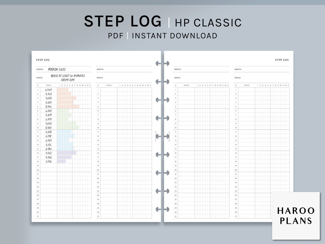 Step Log | HP Classic Printable Happy Planner Inserts | Health ...