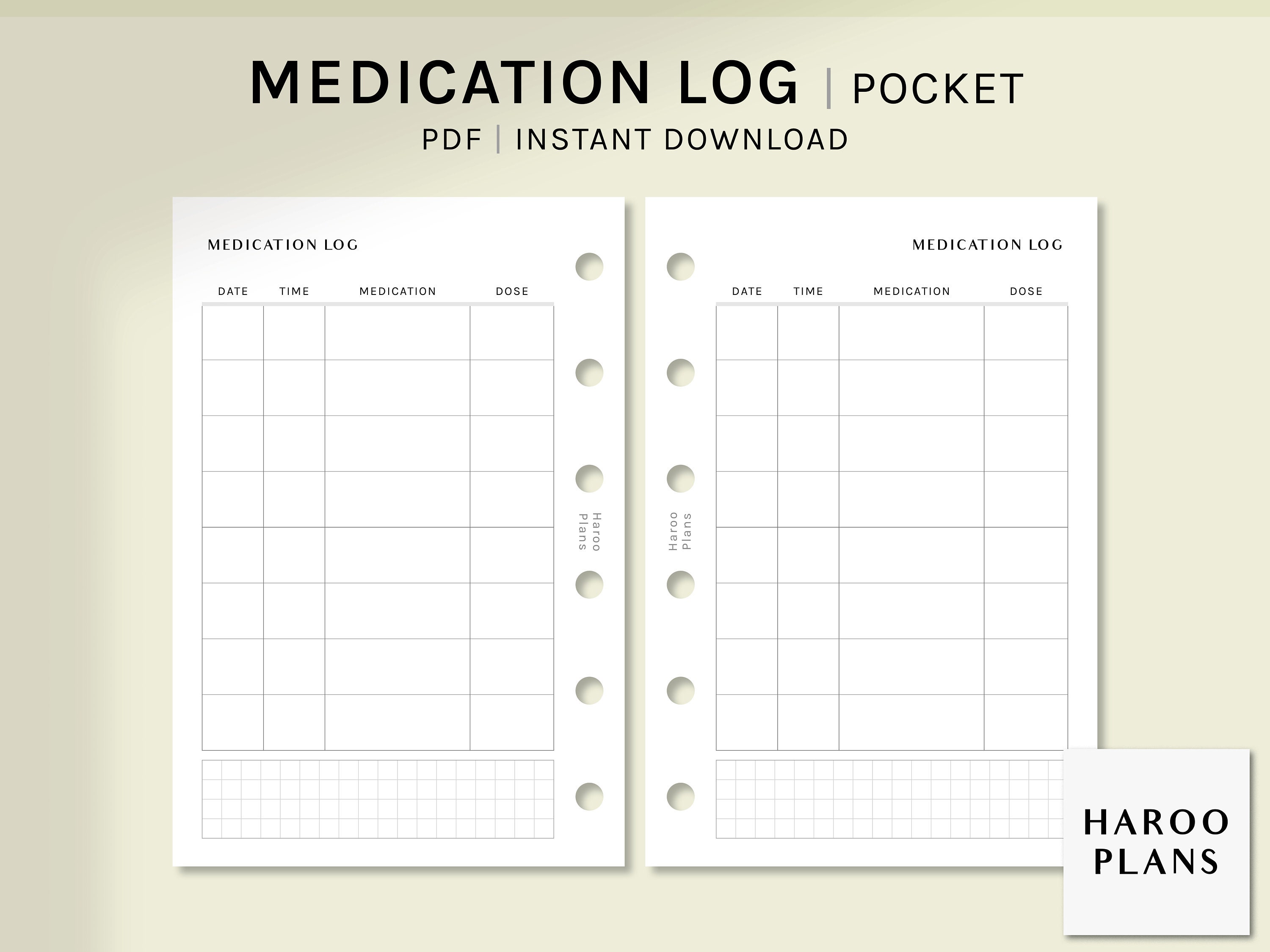 Medication Log Pocket Printable Planner Inserts Medicine - Etsy
