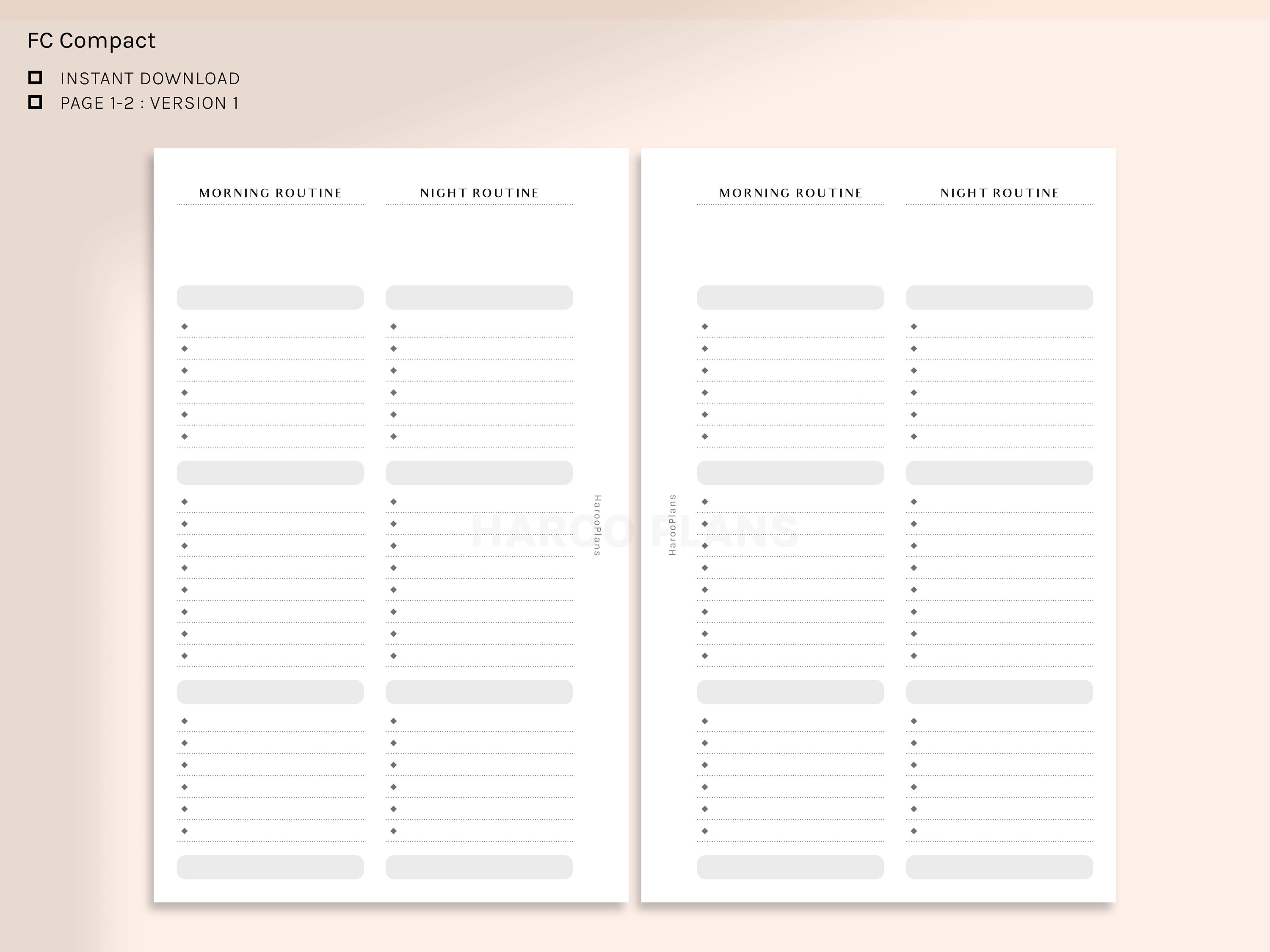 Daily Routine FC Compact Size Printable Planner Inserts - Etsy