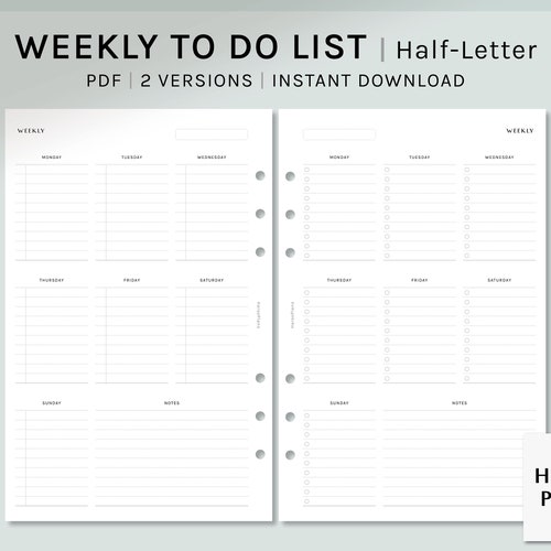 Task List Half-letter Printable Planner Inserts to Do List - Etsy
