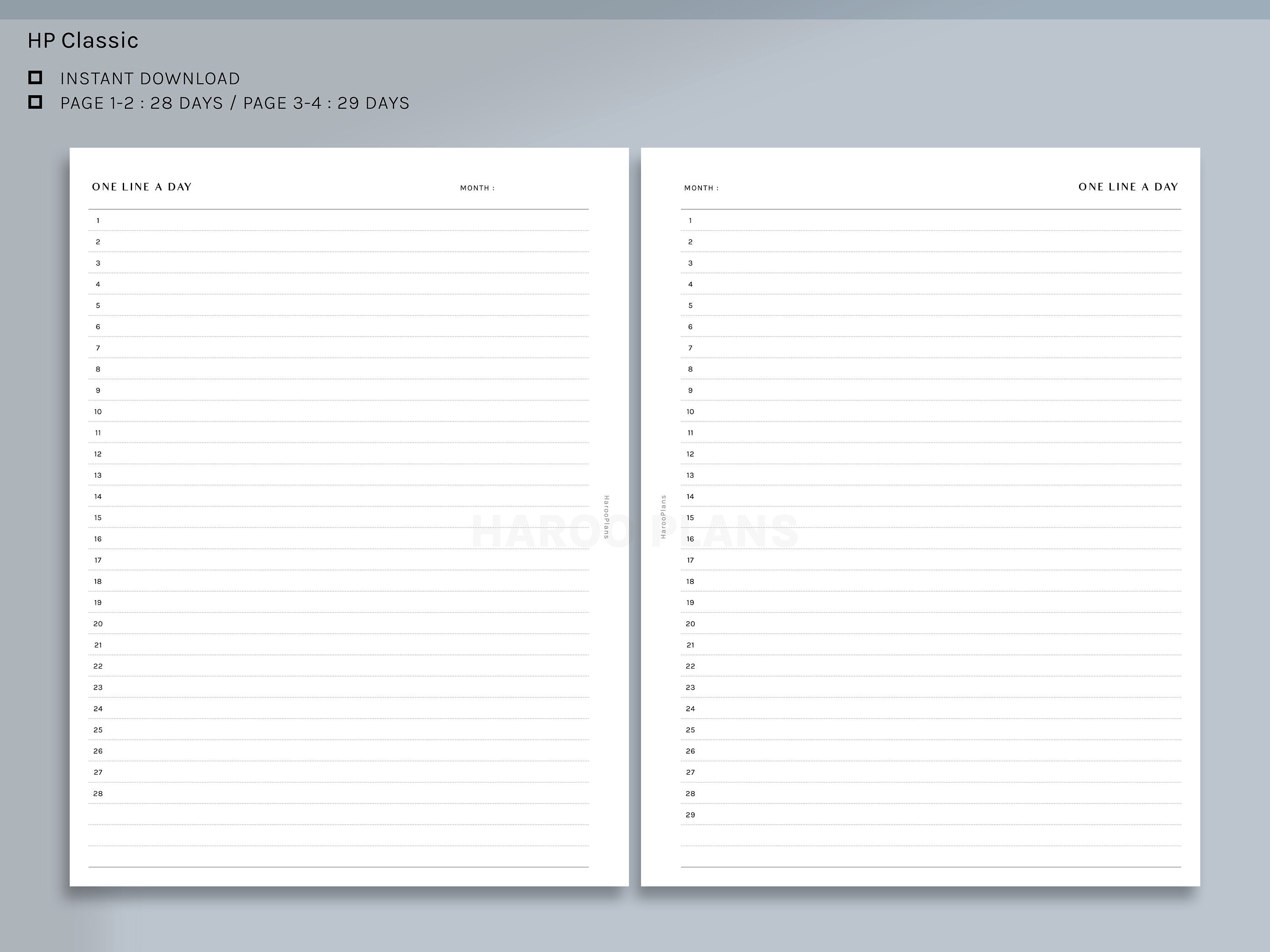 One Line A Day HP Classic Printable Happy Planner Inserts - Etsy