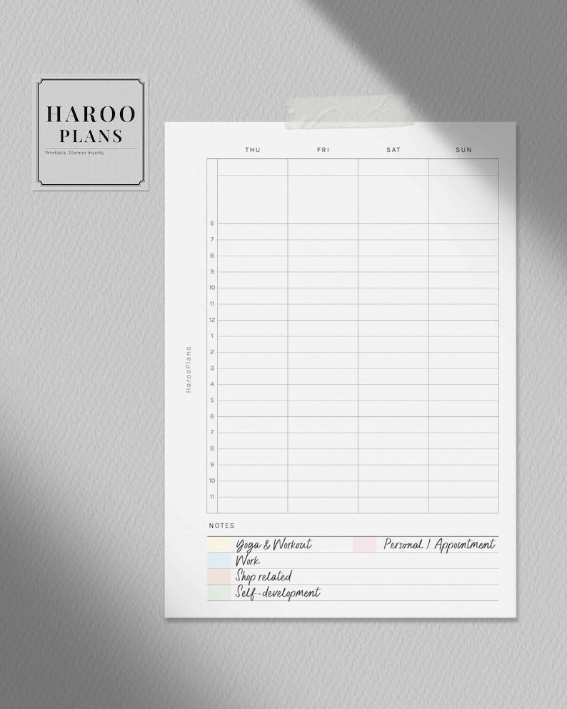 WO2P Schedule A6 Rings Printable Planner Inserts Simple - Etsy