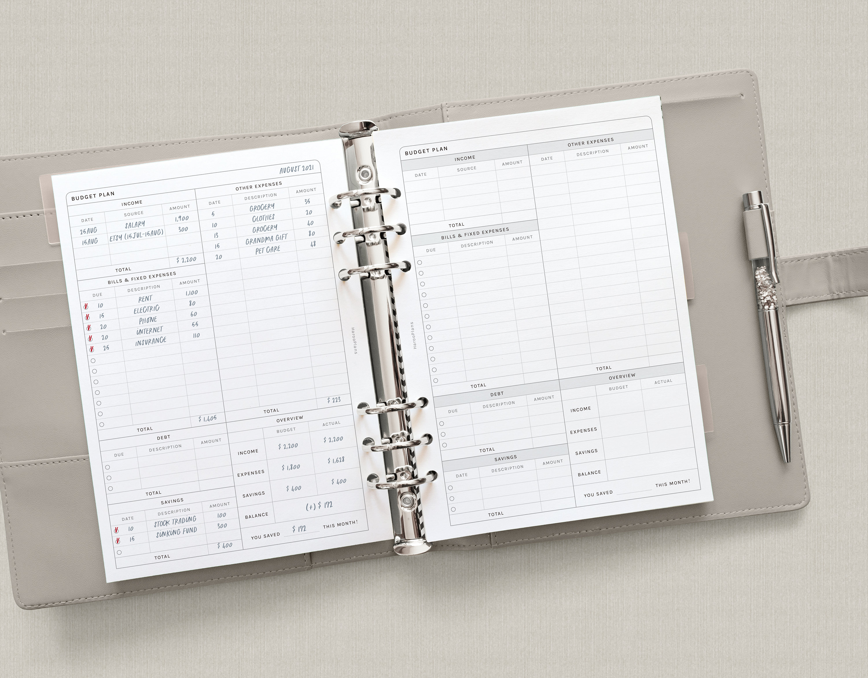 Budget Planner | A5 Printable Planner Inserts | Finance Template Sheet ...