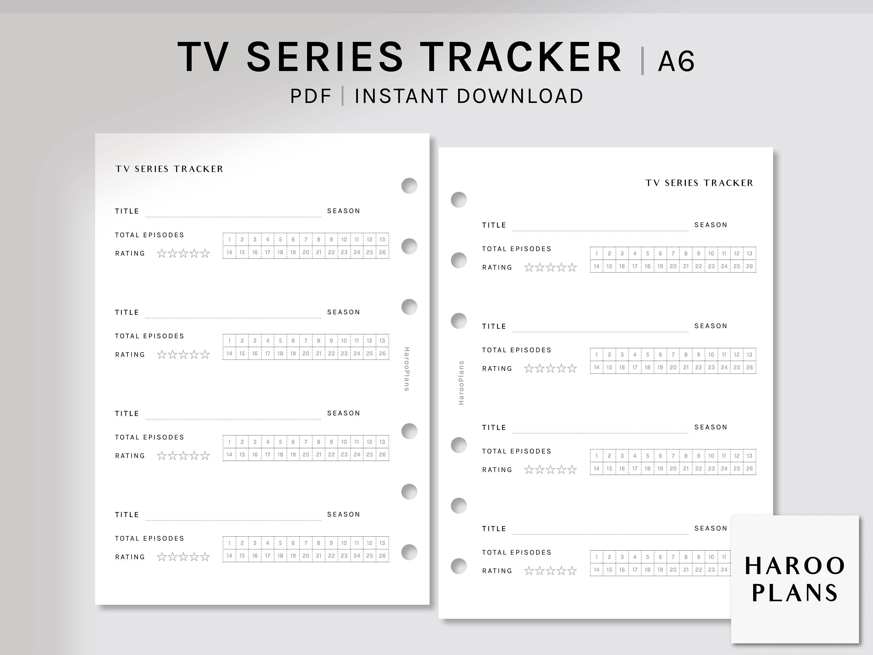 TV Series Tracker Printable Inserts | A6 | TV Show Checklist Template ...
