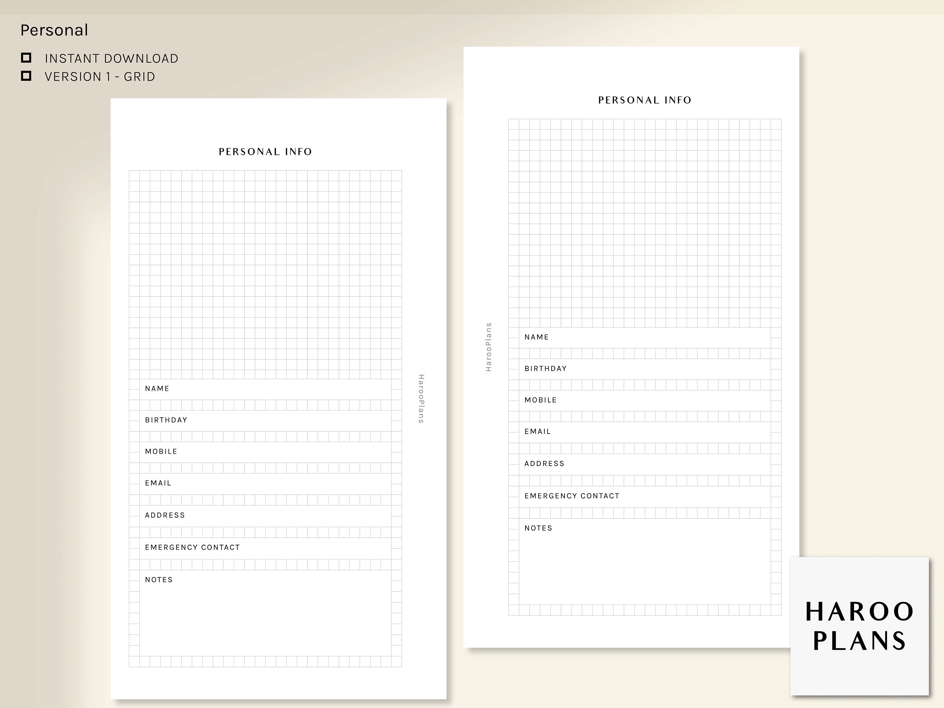 Personal Information Page Personal Size Personal Data - Etsy